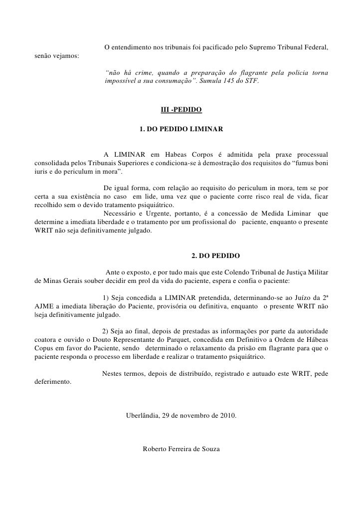 Pedido de habeas corpus Pedido de habeas corpus