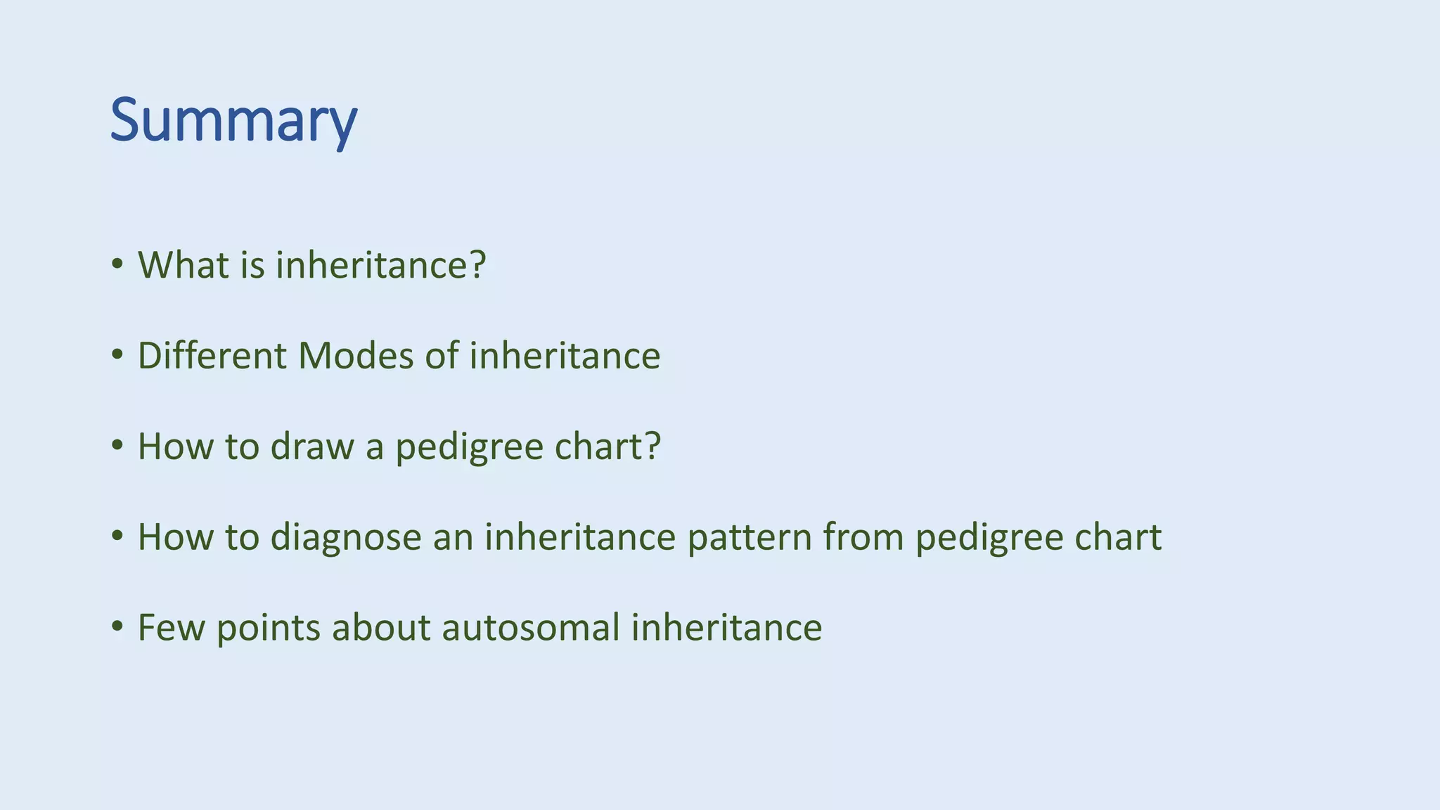 Pedigree chart & autosomal inheritance | PPTX