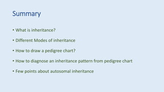 Pedigree chart & autosomal inheritance | PPTX
