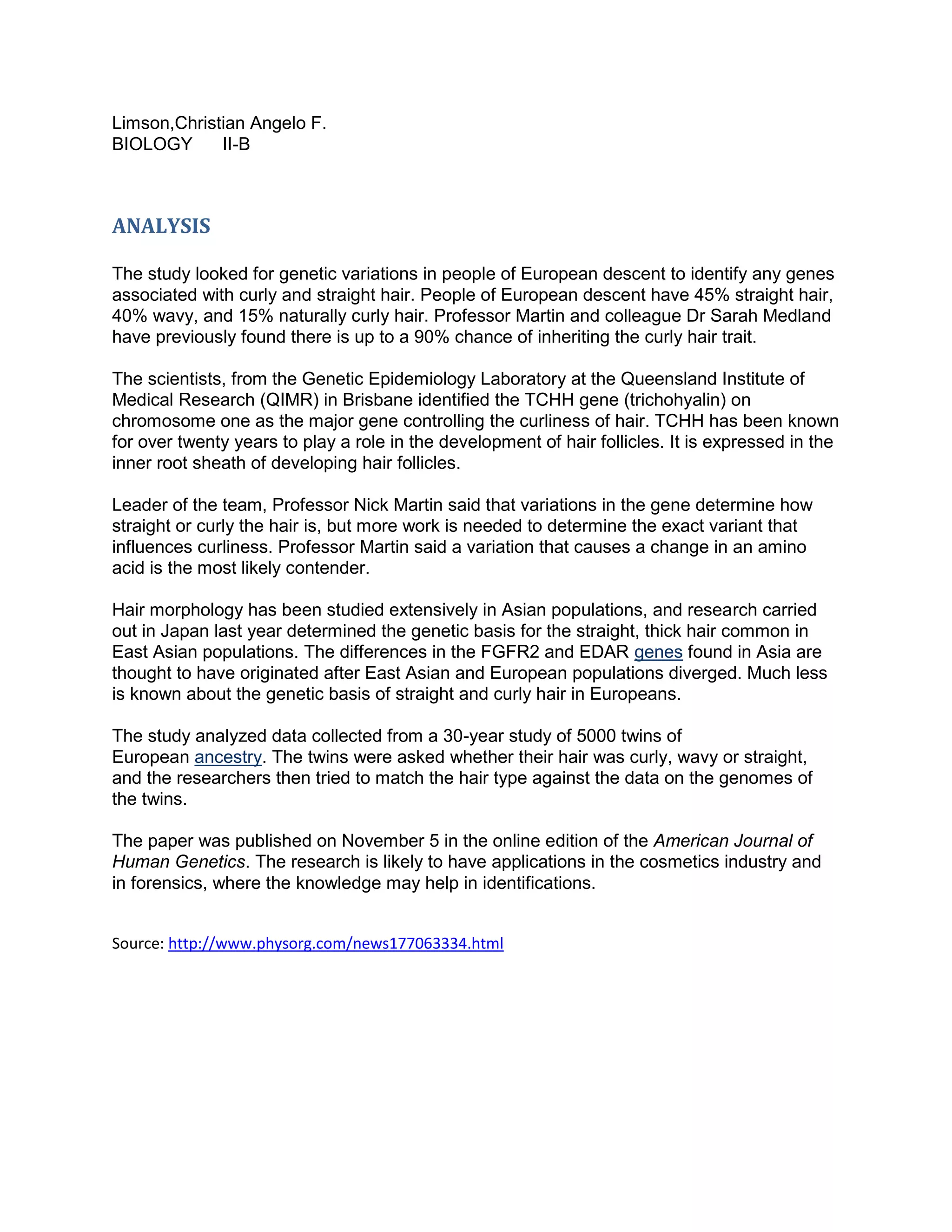 Pedigree chart analysis | DOCX