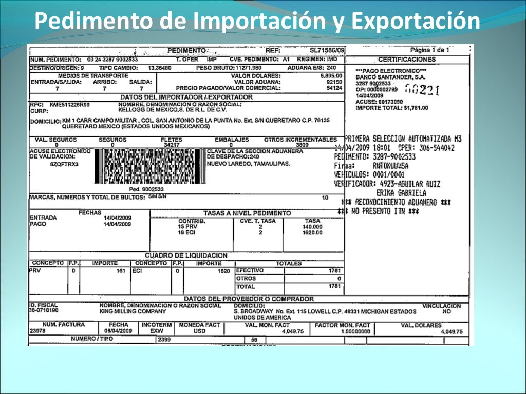 Pedimento Aduanal Pedimento Aduanal