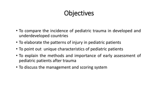 pediatric trauma early diagnosis, evaluation and management | PPTX