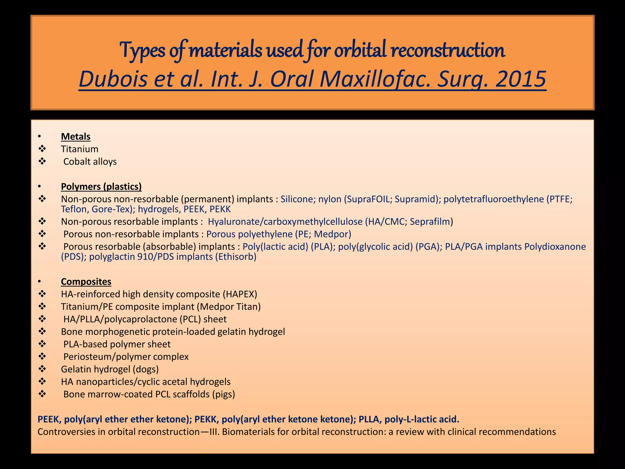 BIOMATERIALS FOR ORBITAL FLOOR RECONSTRUCTION | PPTX
