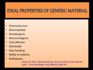 BIOMATERIALS FOR ORBITAL FLOOR RECONSTRUCTION | PPTX