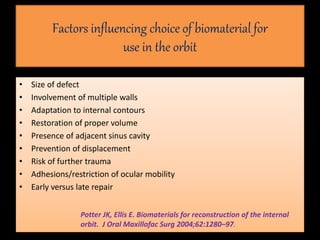 BIOMATERIALS FOR ORBITAL FLOOR RECONSTRUCTION | PPTX