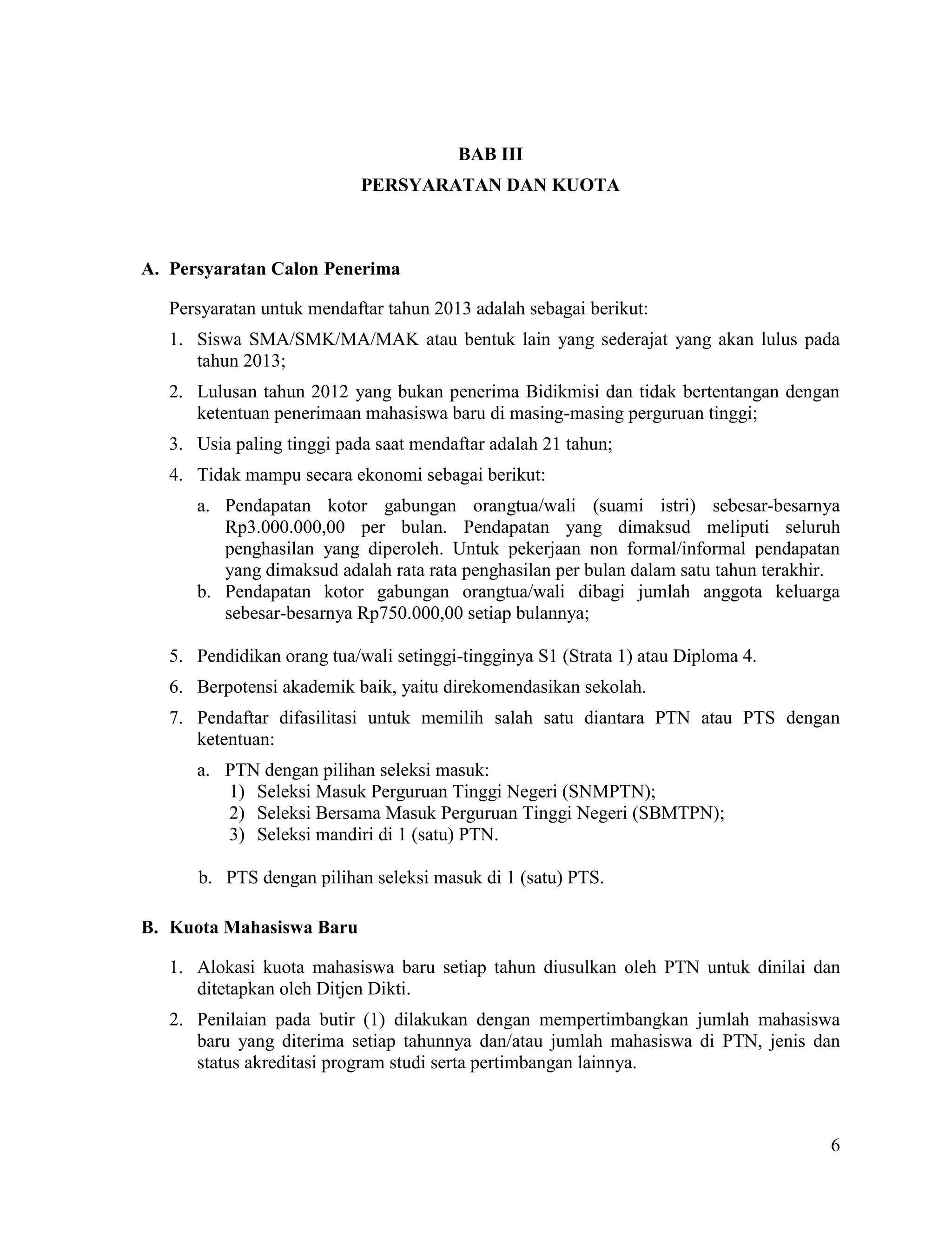 Pedoman bidikmisi-2013 | PDF