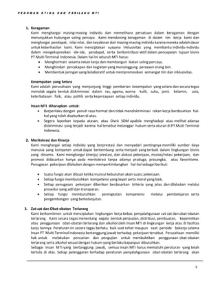 Pedoman etika dan perilaku terkait code of conduct | PDF