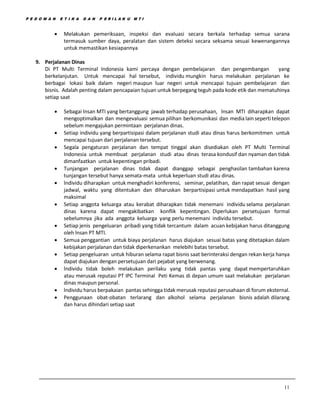 Pedoman etika dan perilaku terkait code of conduct | PDF