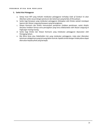 Pedoman etika dan perilaku terkait code of conduct | PDF