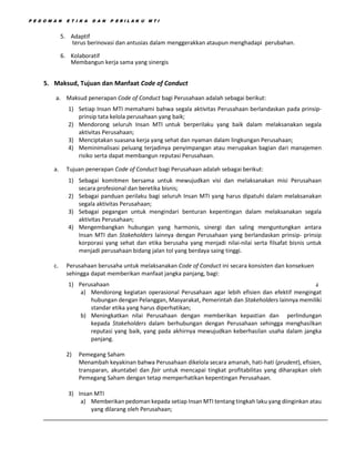 Pedoman etika dan perilaku terkait code of conduct | PDF