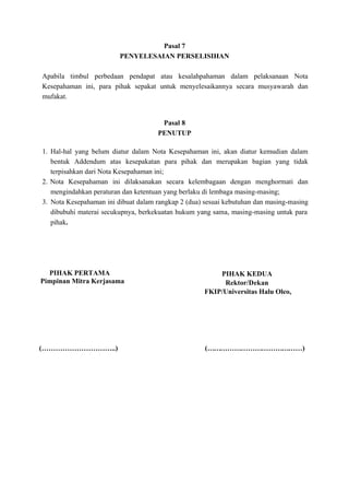 Pedoman nota-kesepahaman-bidang-kerjasama-fkip-uho | DOC