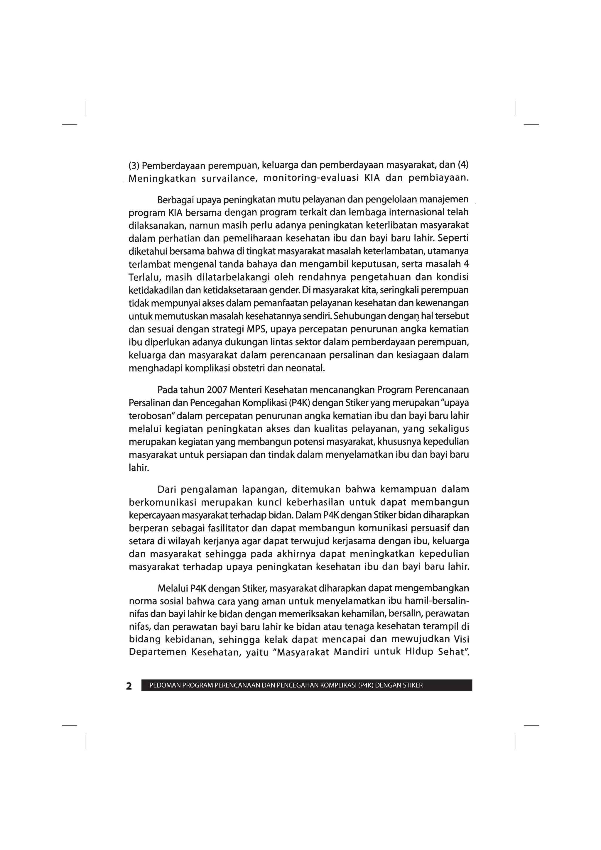 Buku Pedoman P4K (Perencanaan Persalinan dan Pencegahan Komplikasi ...