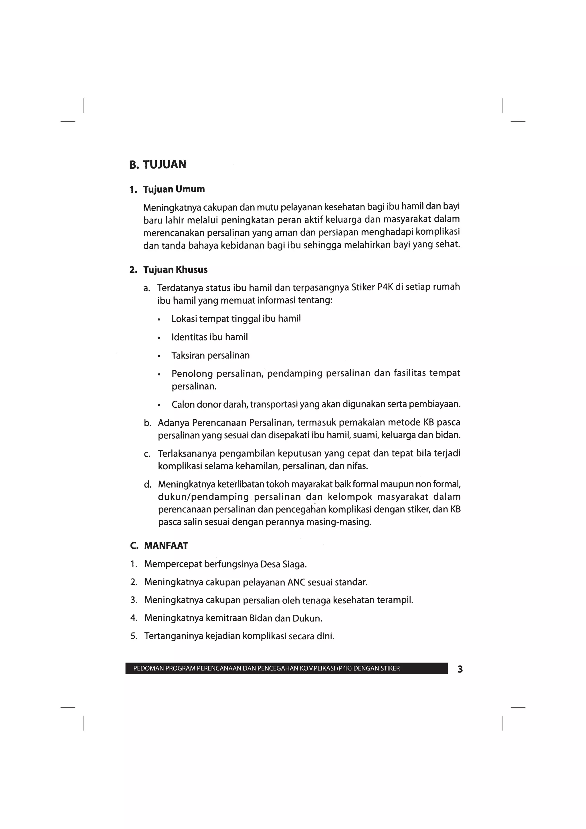 Buku Pedoman P4K (Perencanaan Persalinan dan Pencegahan Komplikasi ...