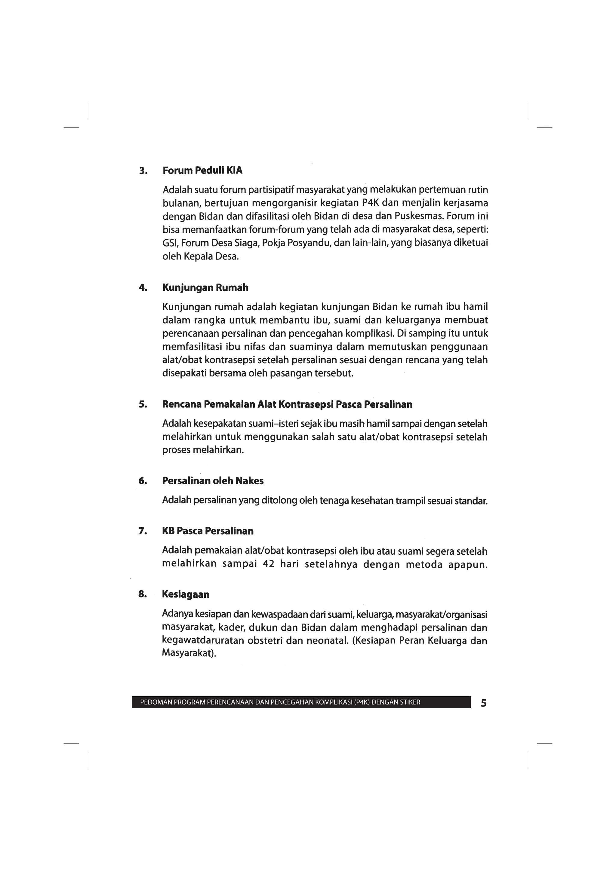 Buku Pedoman P4K (Perencanaan Persalinan dan Pencegahan Komplikasi) 2008 | PDF