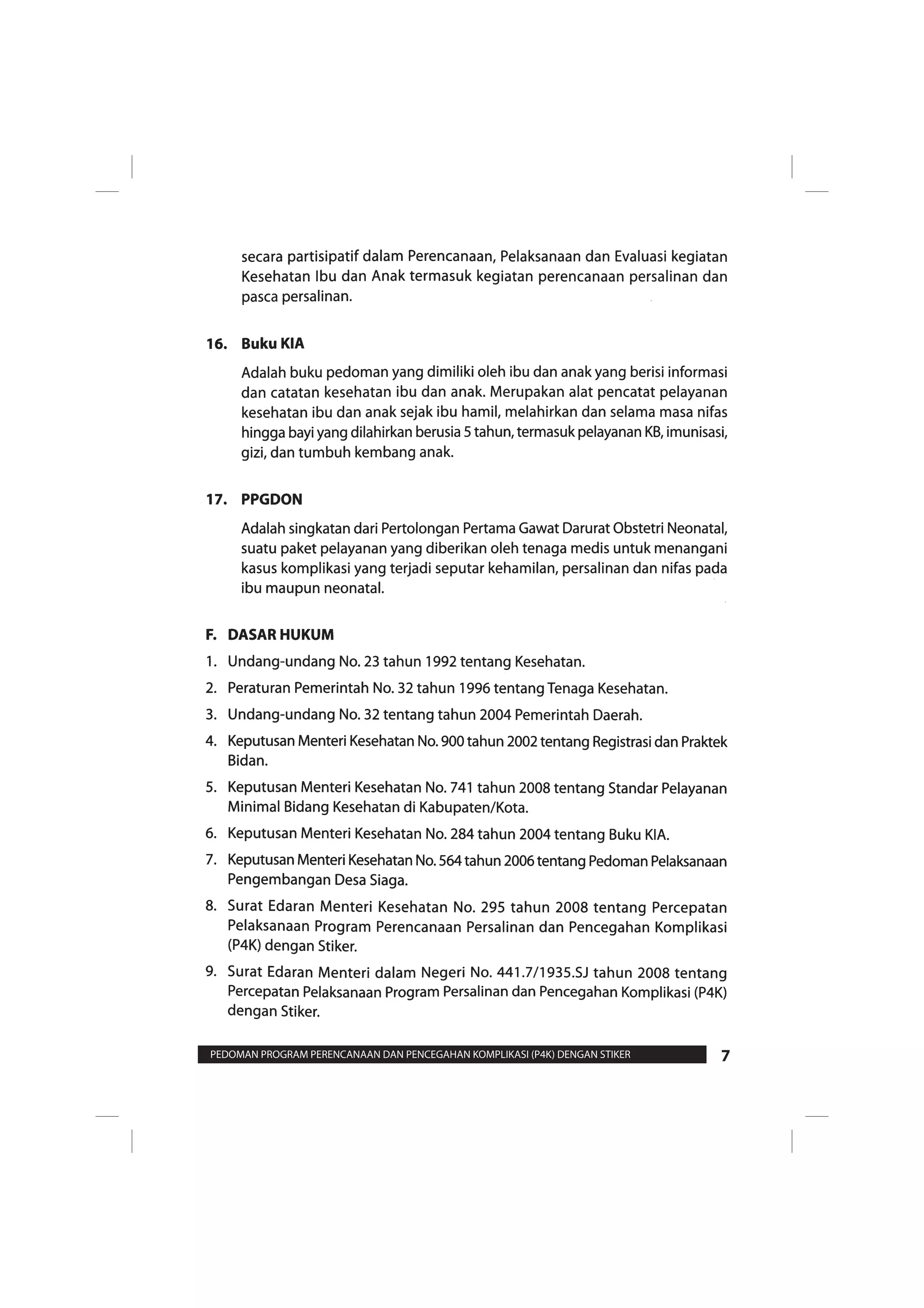 Buku Pedoman P4K (Perencanaan Persalinan dan Pencegahan Komplikasi ...