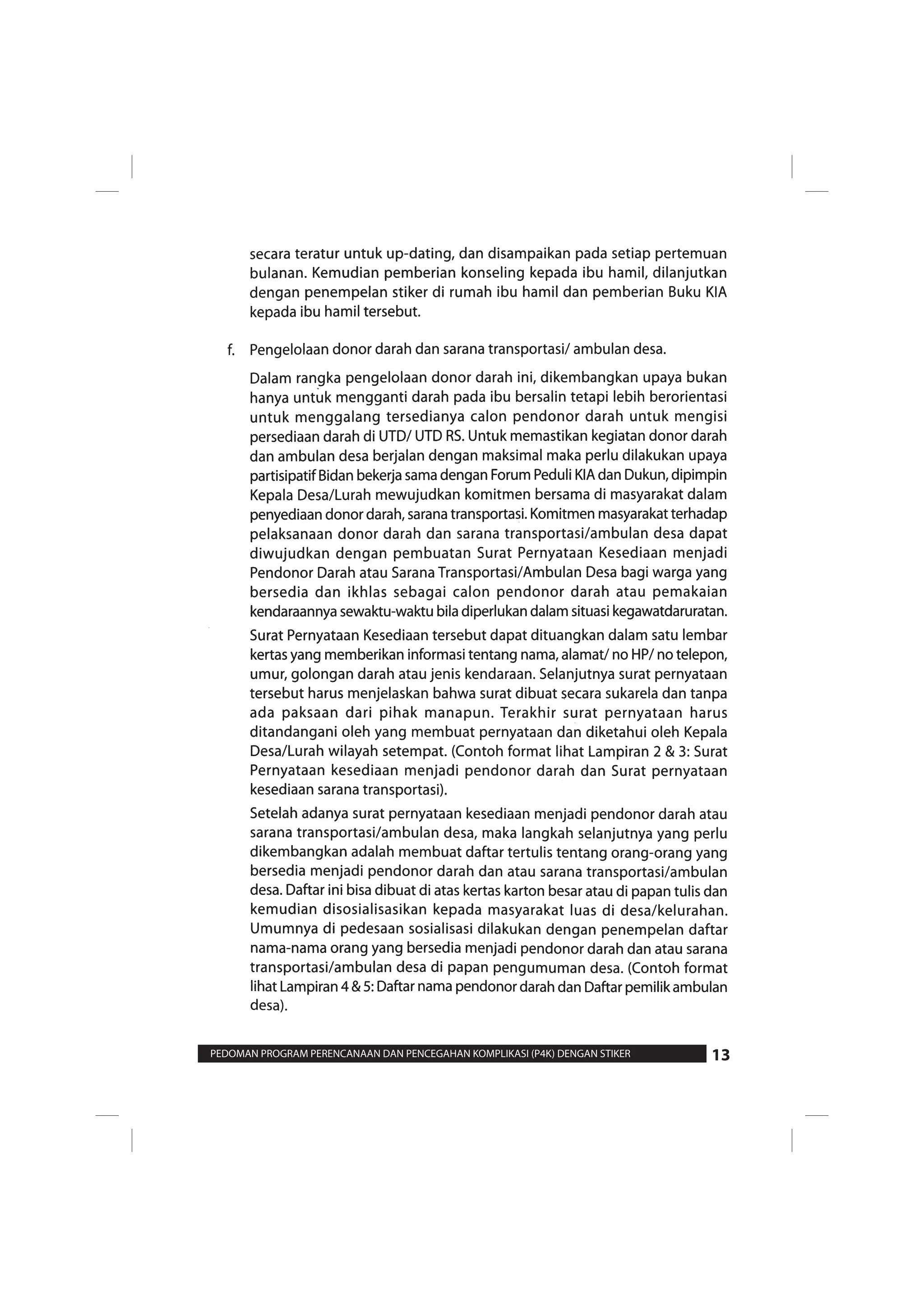 Buku Pedoman P4K (Perencanaan Persalinan dan Pencegahan Komplikasi) 2008 | PDF