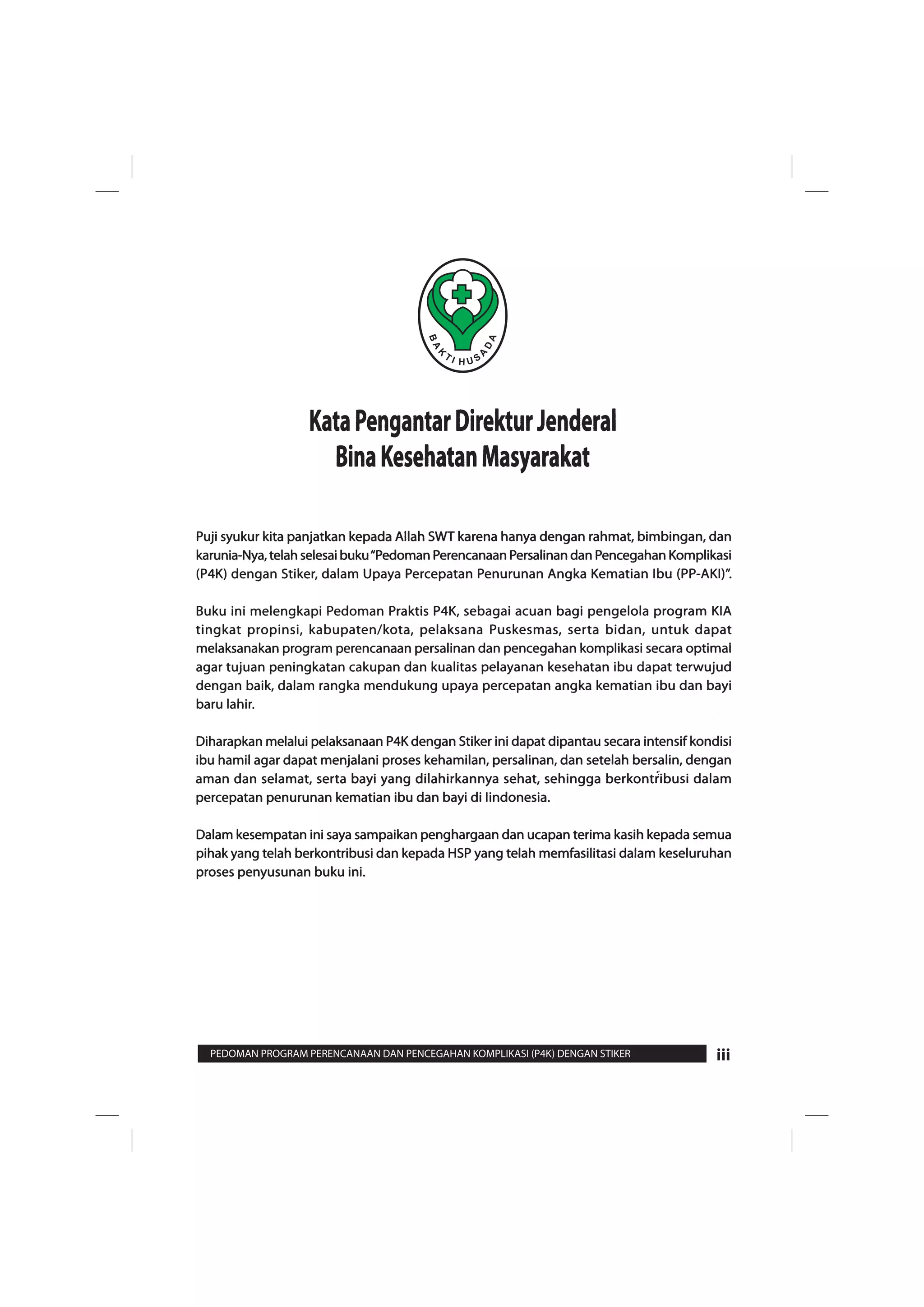Buku Pedoman P4K (Perencanaan Persalinan dan Pencegahan Komplikasi ...