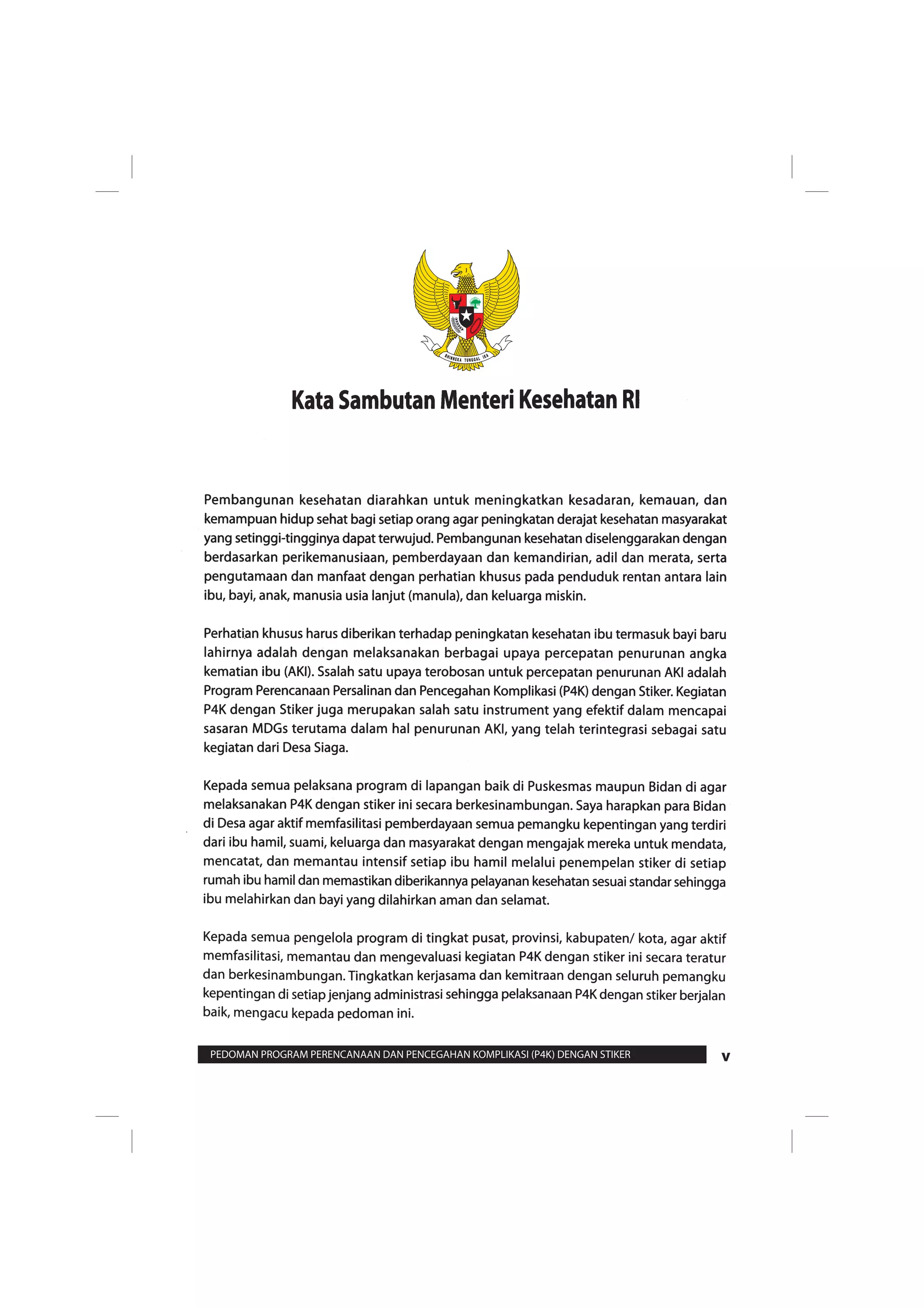 Buku Pedoman P4K (Perencanaan Persalinan dan Pencegahan Komplikasi ...