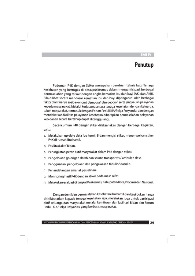 Buku Pedoman P4K (Perencanaan Persalinan dan Pencegahan Komplikasi) 2008 | PDF