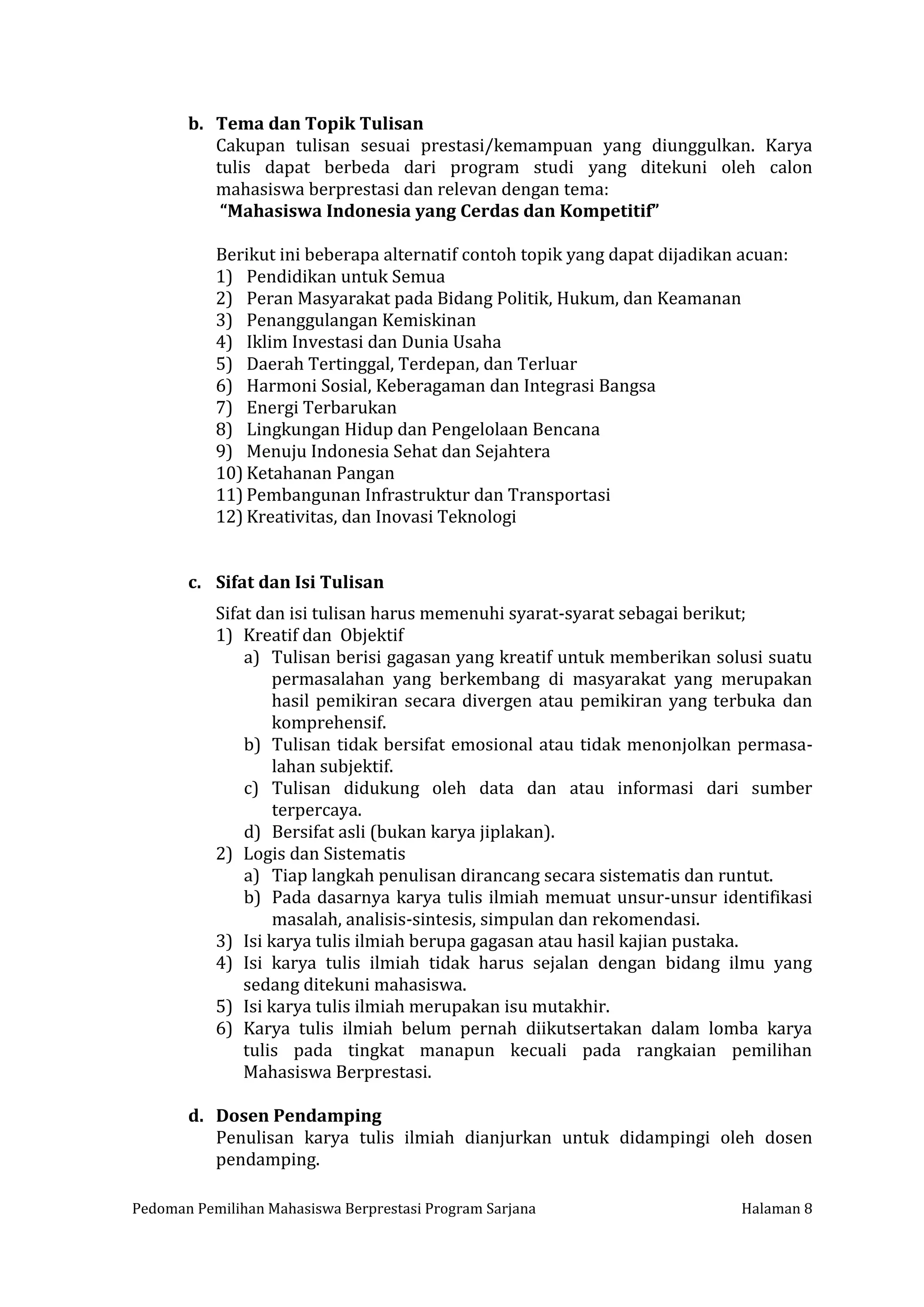 Pedoman pemilihan-mahasiswa-berprestasi-program-sarjana | PDF