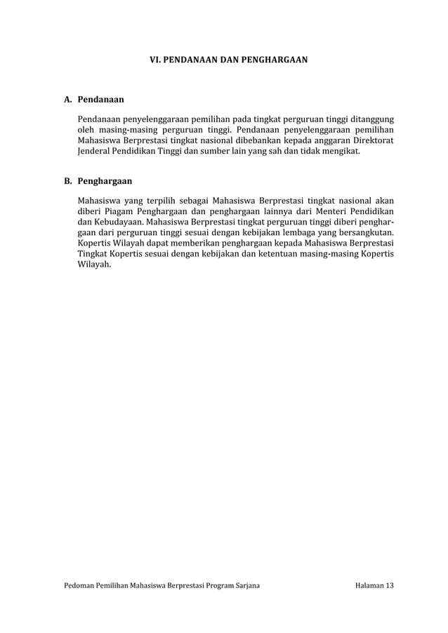 Pedoman pemilihan-mahasiswa-berprestasi-program-sarjana | PDF