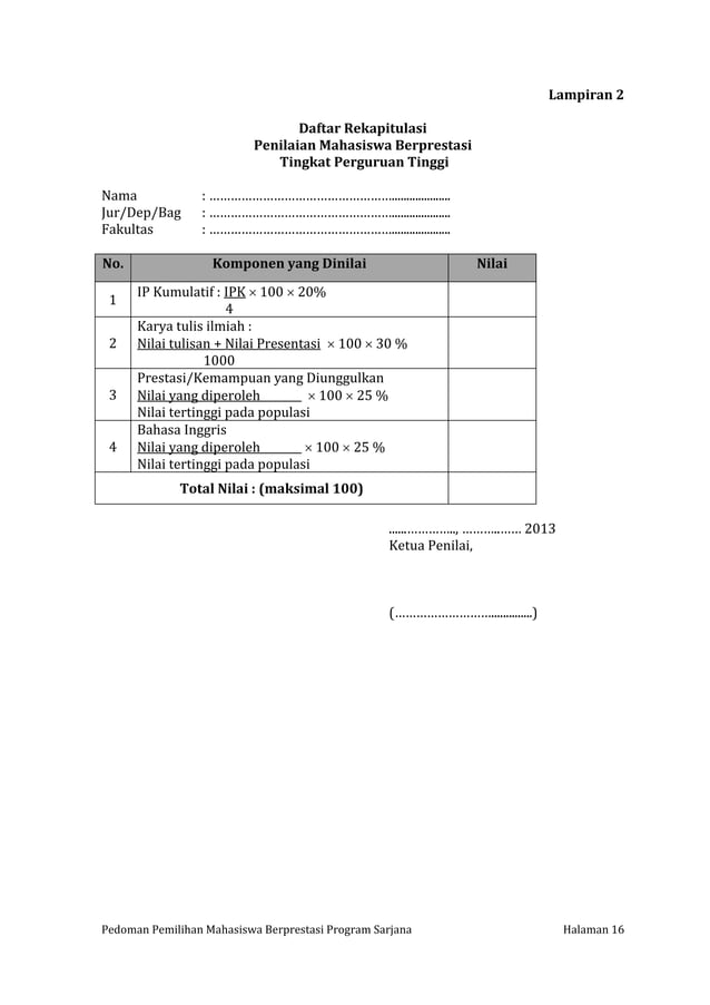 Pedoman pemilihan-mahasiswa-berprestasi-program-sarjana | PDF