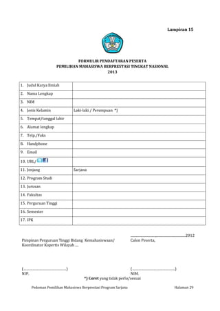 Pedoman pemilihan-mahasiswa-berprestasi-program-sarjana | PDF