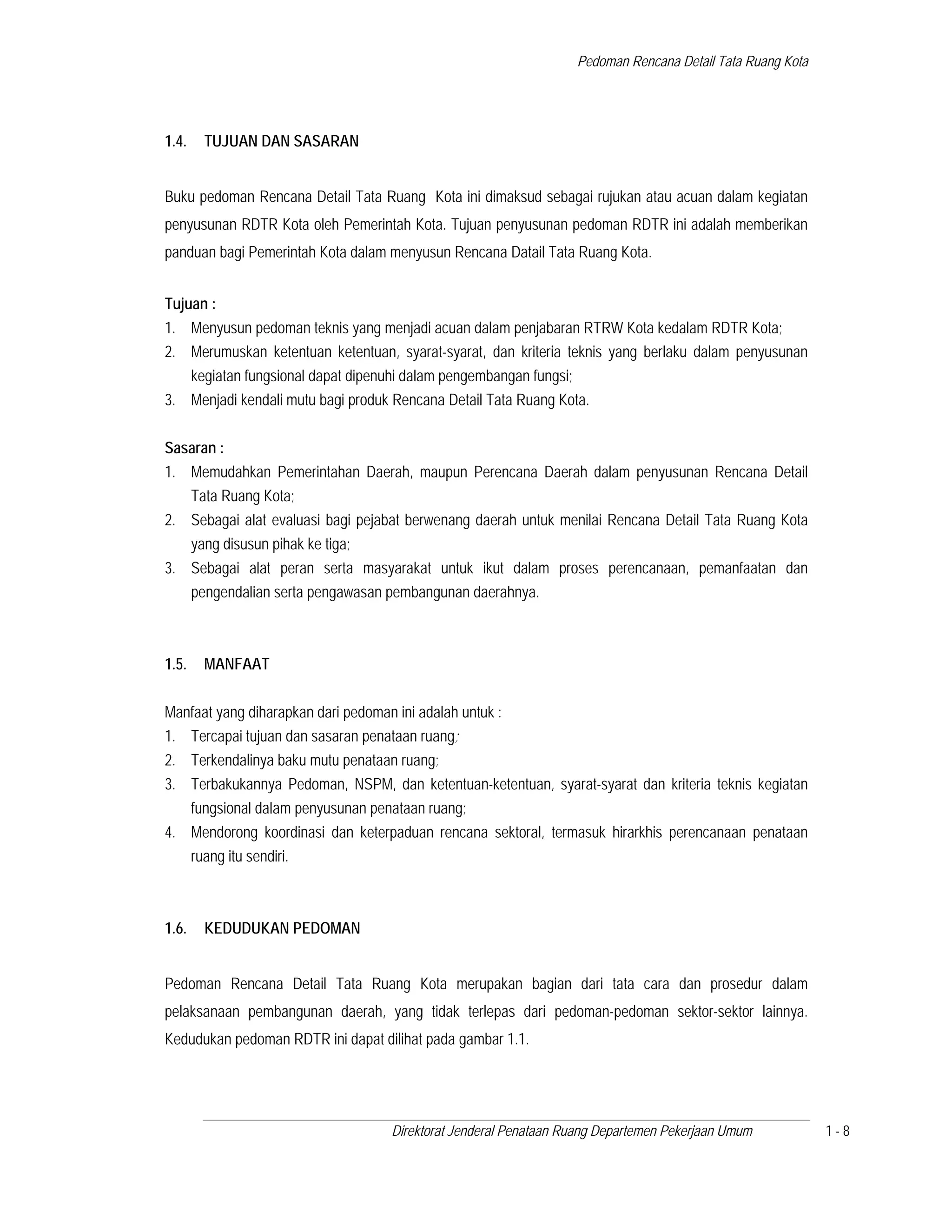 Pedoman penyusunan RDTR Kota | PDF