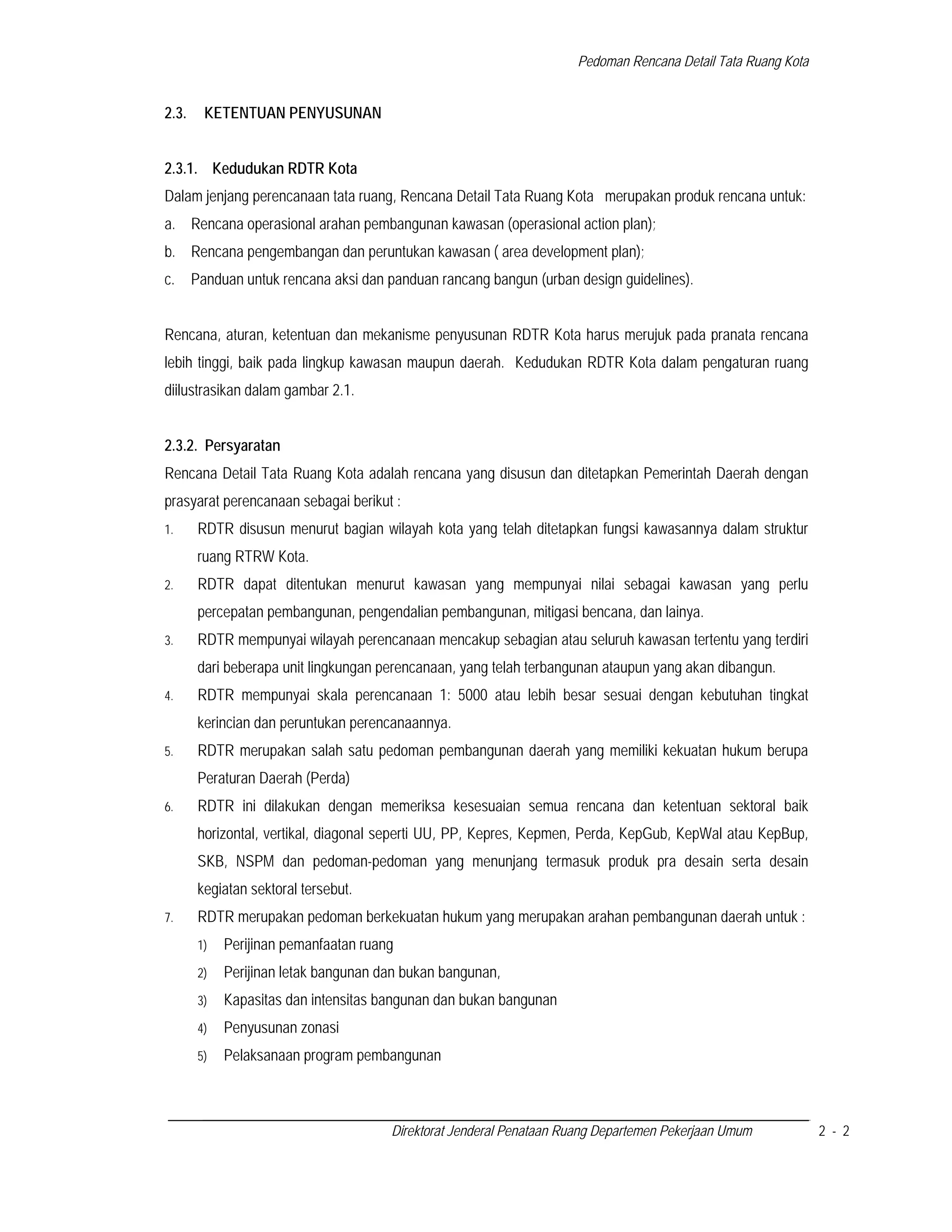 Pedoman penyusunan RDTR Kota | PDF