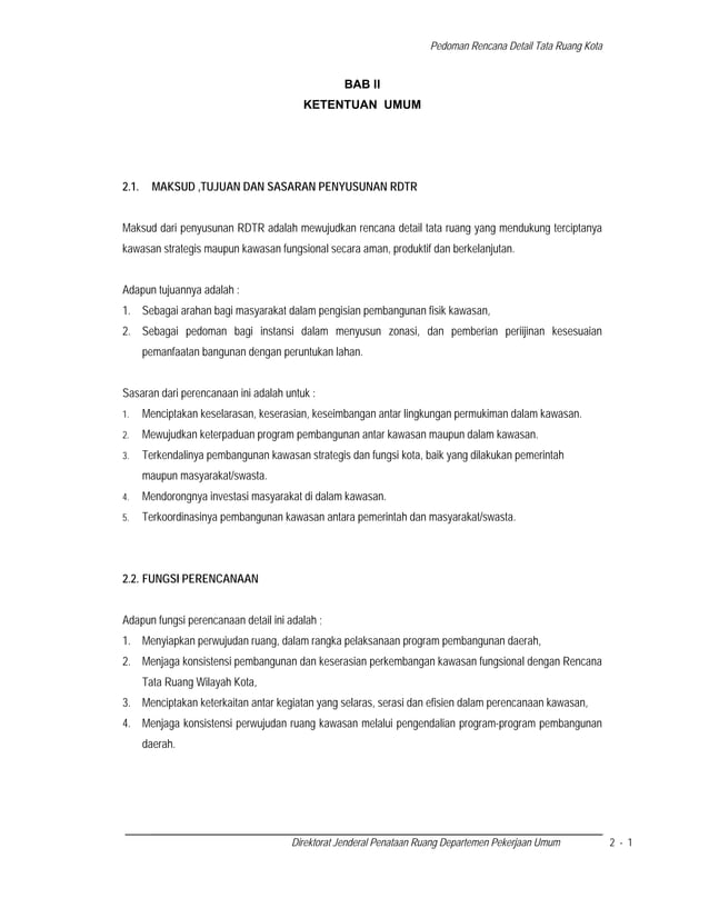 Pedoman penyusunan RDTR Kota | PDF