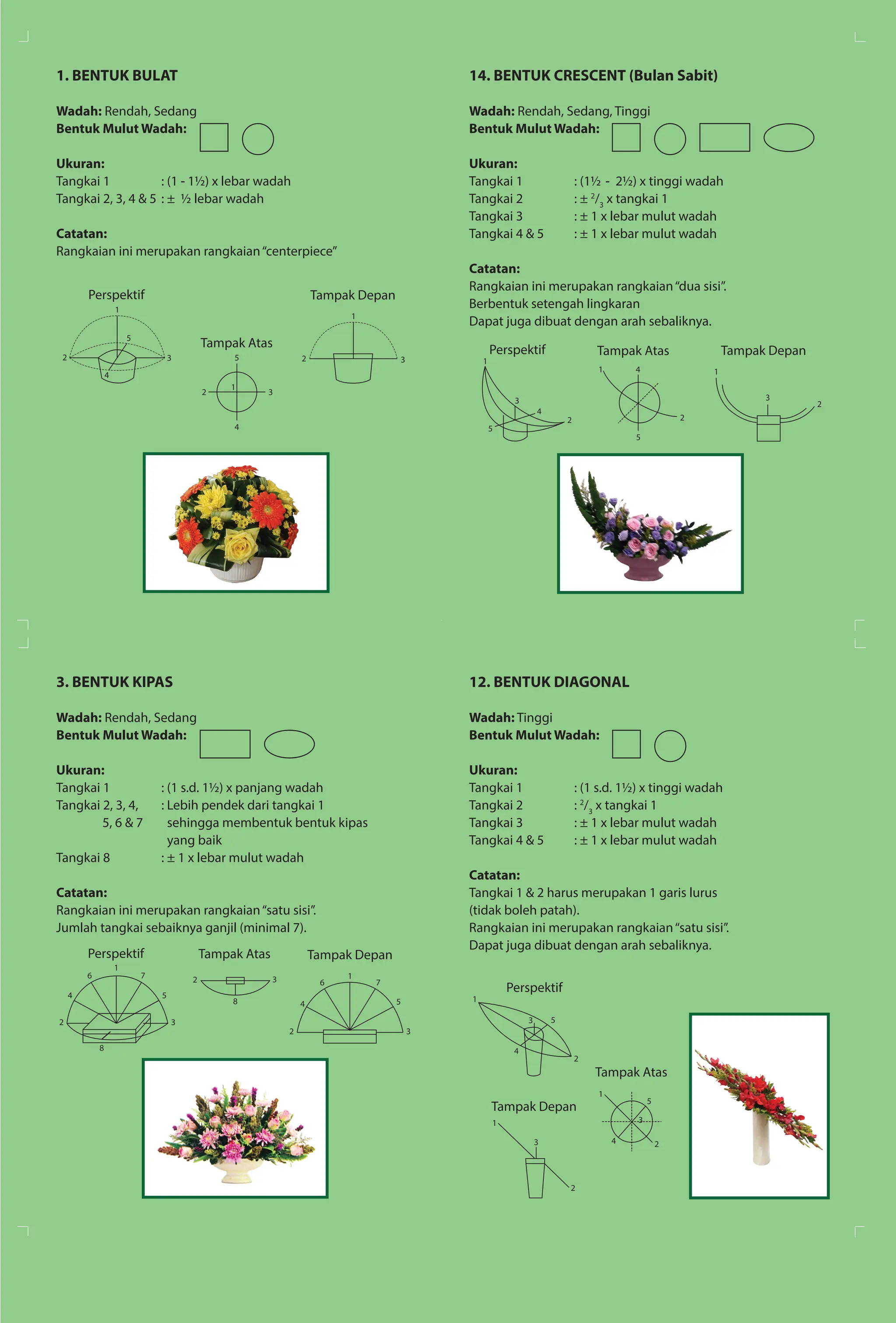 Pedoman 15 pola dasar rangkaian bunga kreatif | PDF