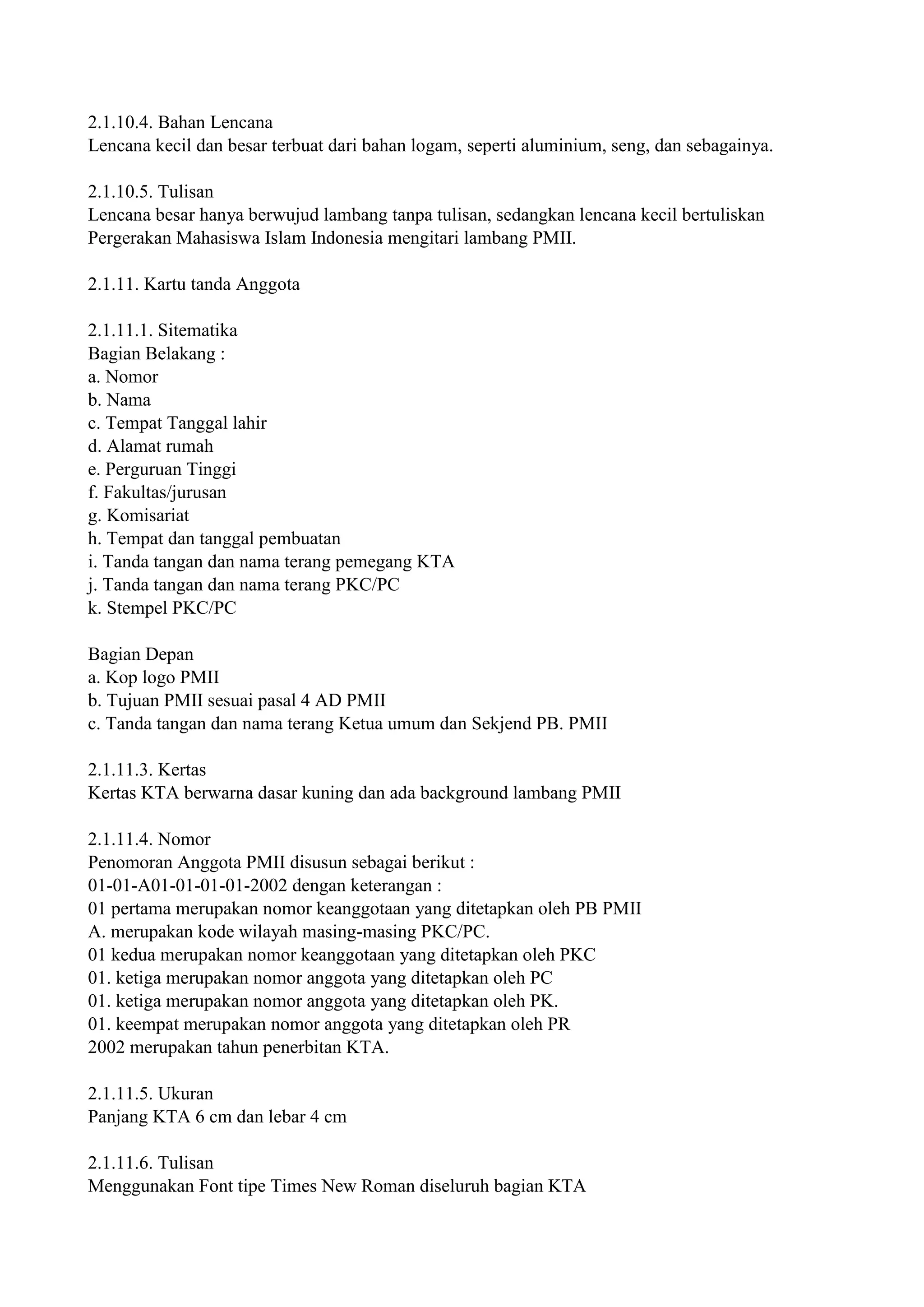 Pedoman administrasi pmii | DOCX