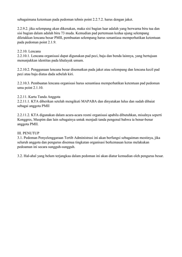 Pedoman administrasi pmii | DOCX