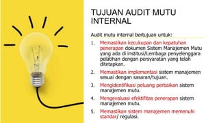 PEDOMAN AUDIT MUTU INTERNAL UNTUK PERGURUAN TINGGI | PPTX