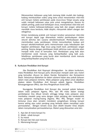 Pedoman Anti Korupsi Madrasah | PDF