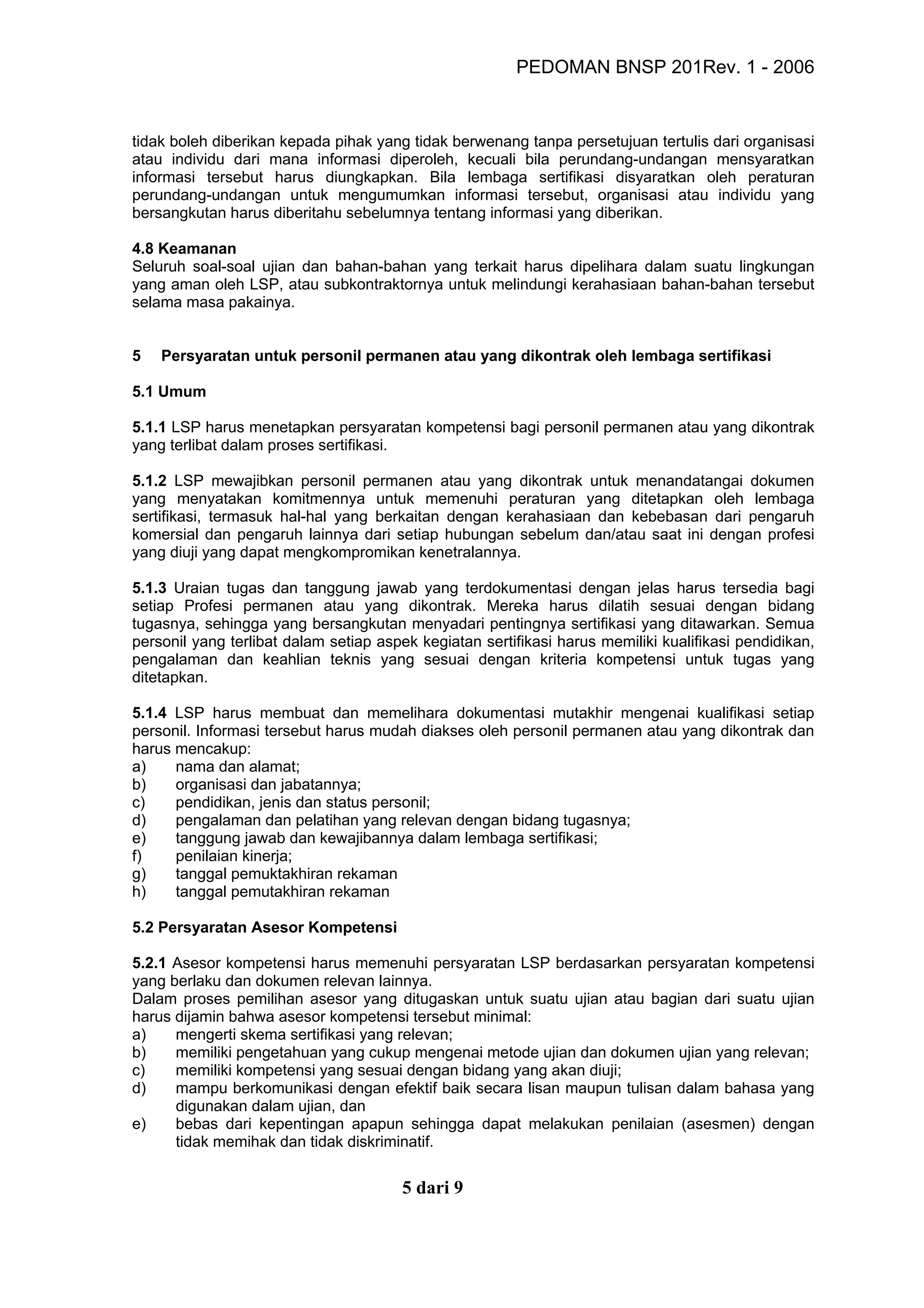 Pedoman bnsp 201 syarat lsp | PDF