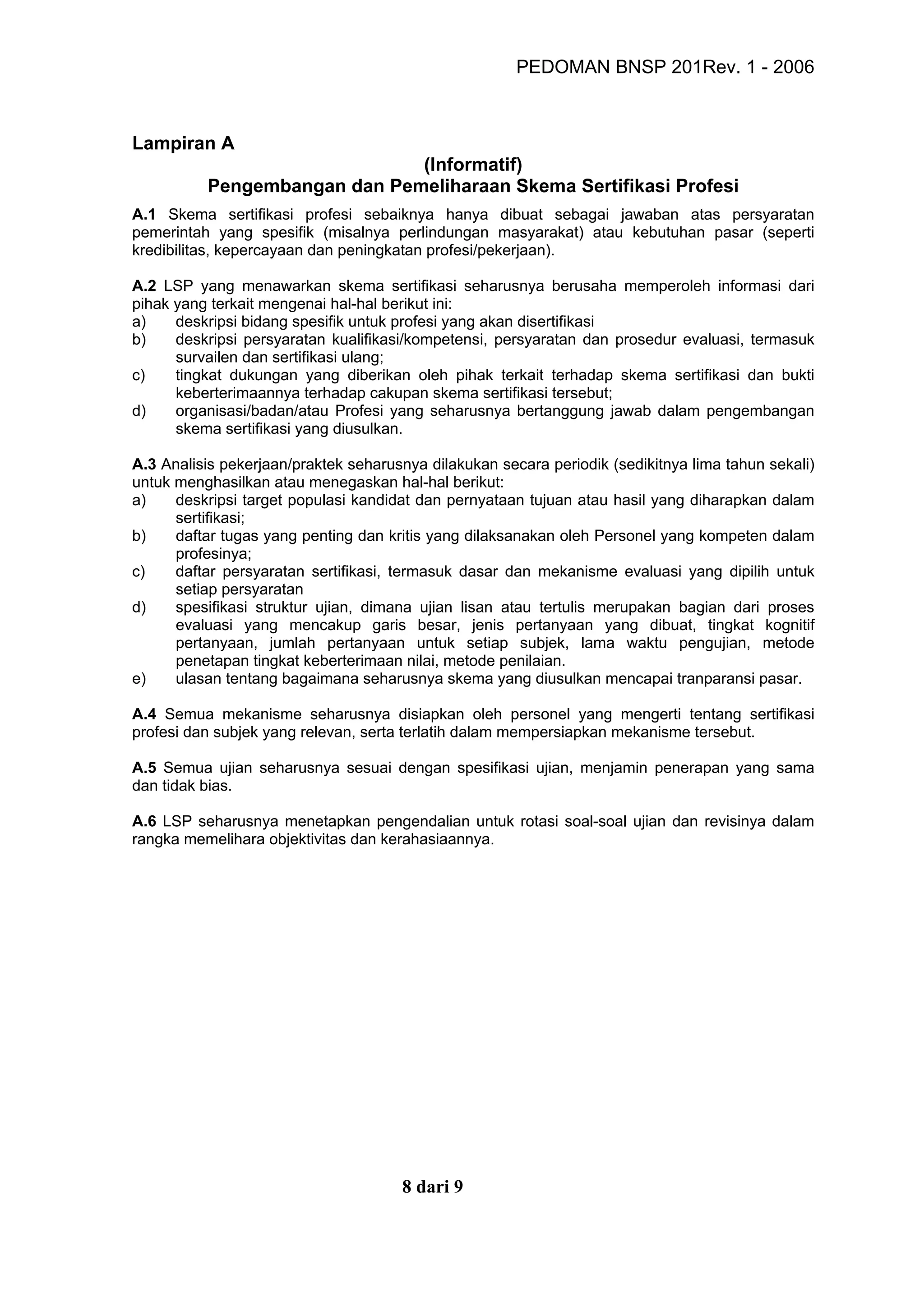 Pedoman bnsp 201 syarat lsp | PDF