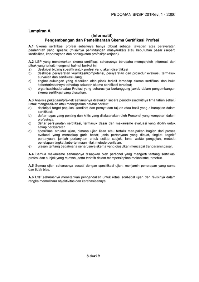 Pedoman bnsp 201 syarat lsp | PDF