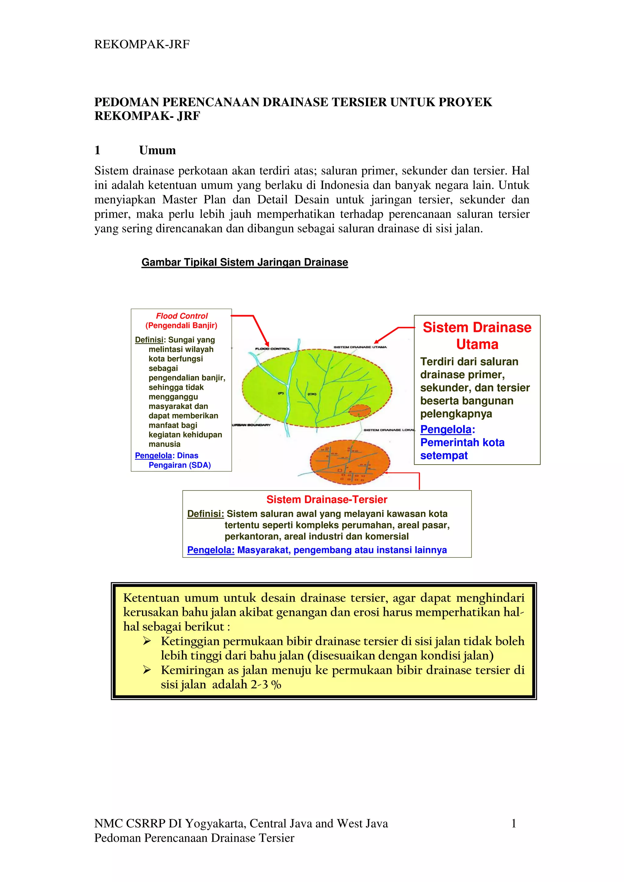 Pedoman desain drainase tersier | PDF