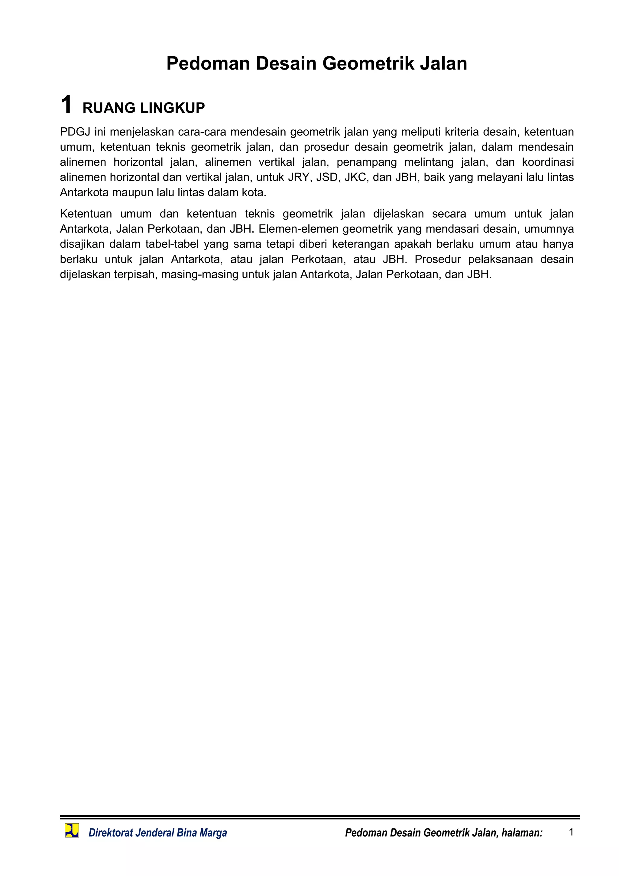 Pedoman desain geometrik jalan 2020 | PDF