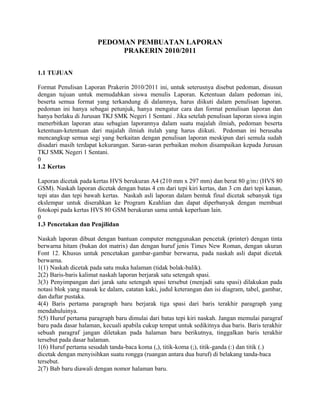 Pedoman format laporan prakerin | DOC