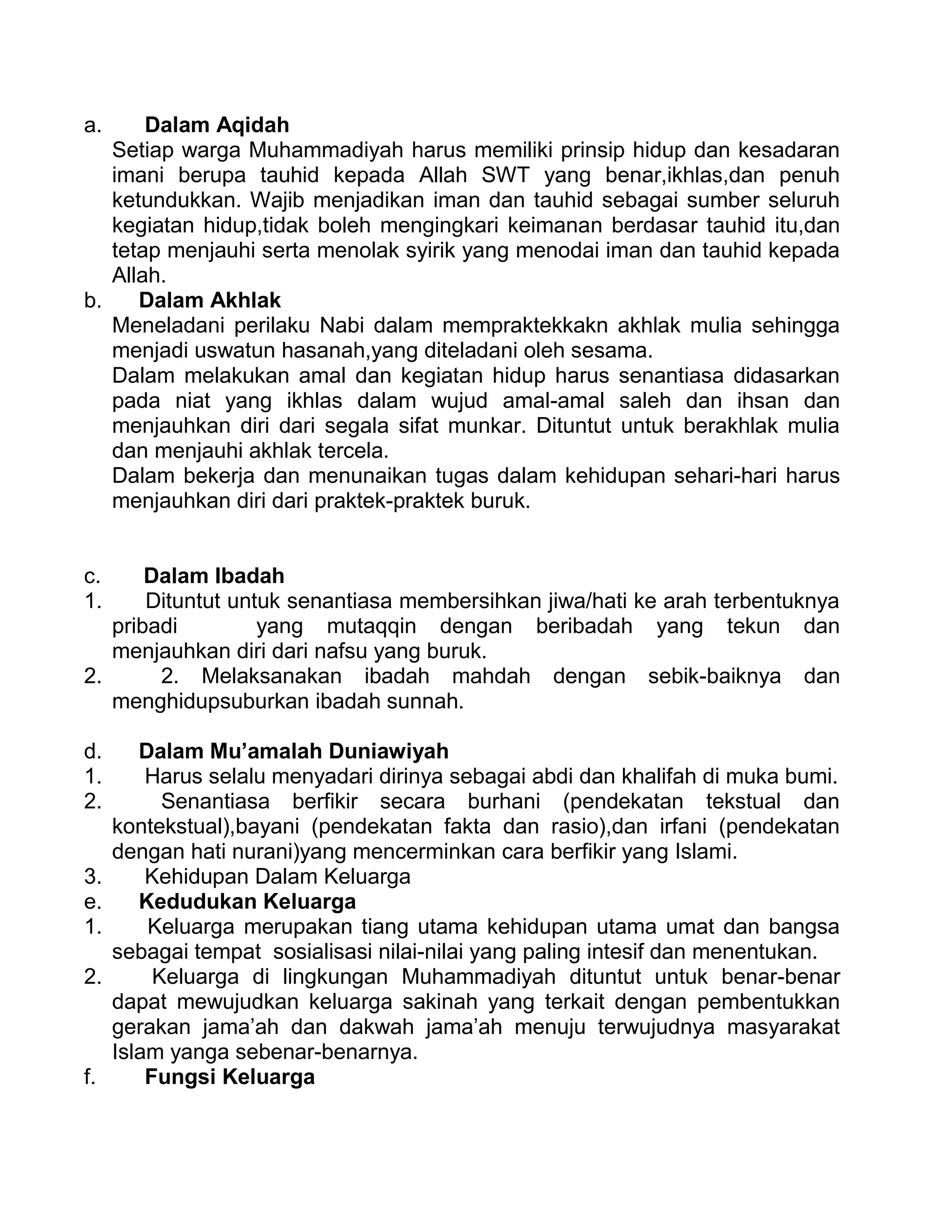 Pedoman hidup islam warga muhammadiyah | DOCX