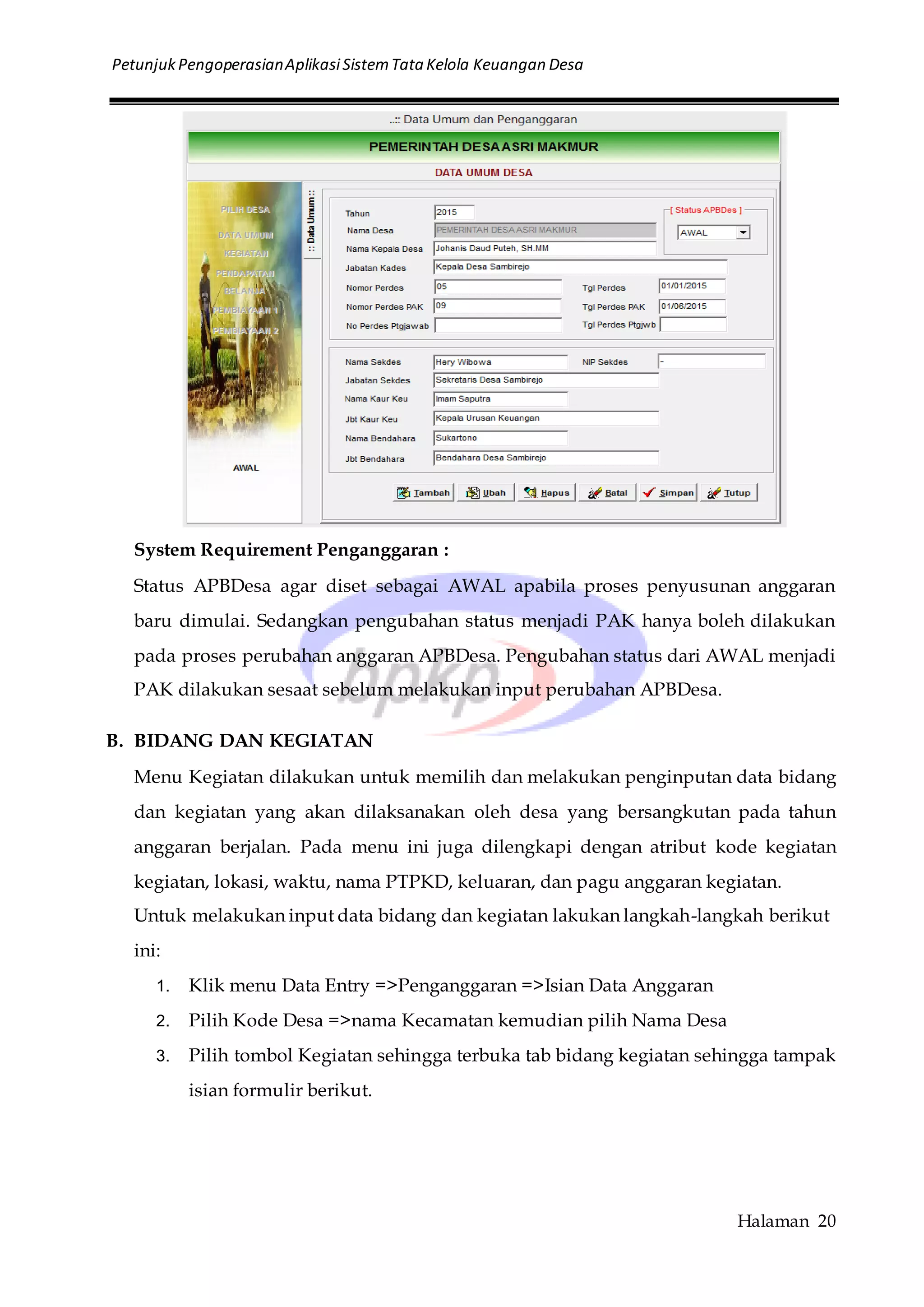 Pedoman Pengelolaan Keuangan Desa ( Aplikasi SISKEUDES ) | PDF