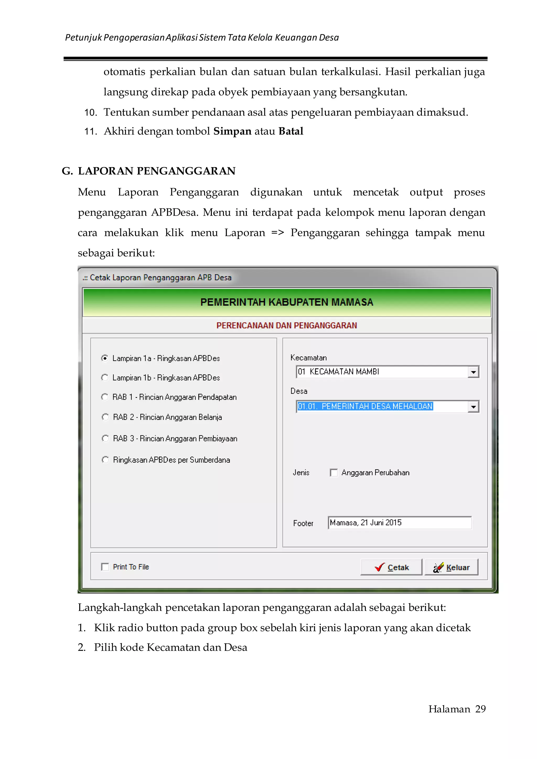 Pedoman Pengelolaan Keuangan Desa ( Aplikasi SISKEUDES ) | PDF