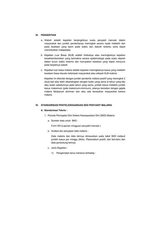 Pedoman KLB Malaria | PDF