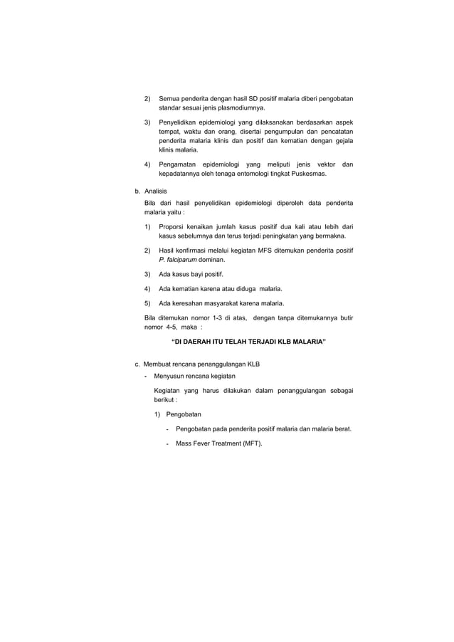 Pedoman KLB Malaria | PDF