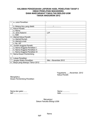 Pedoman laporan kemajuan tahap ii mhsw | DOC