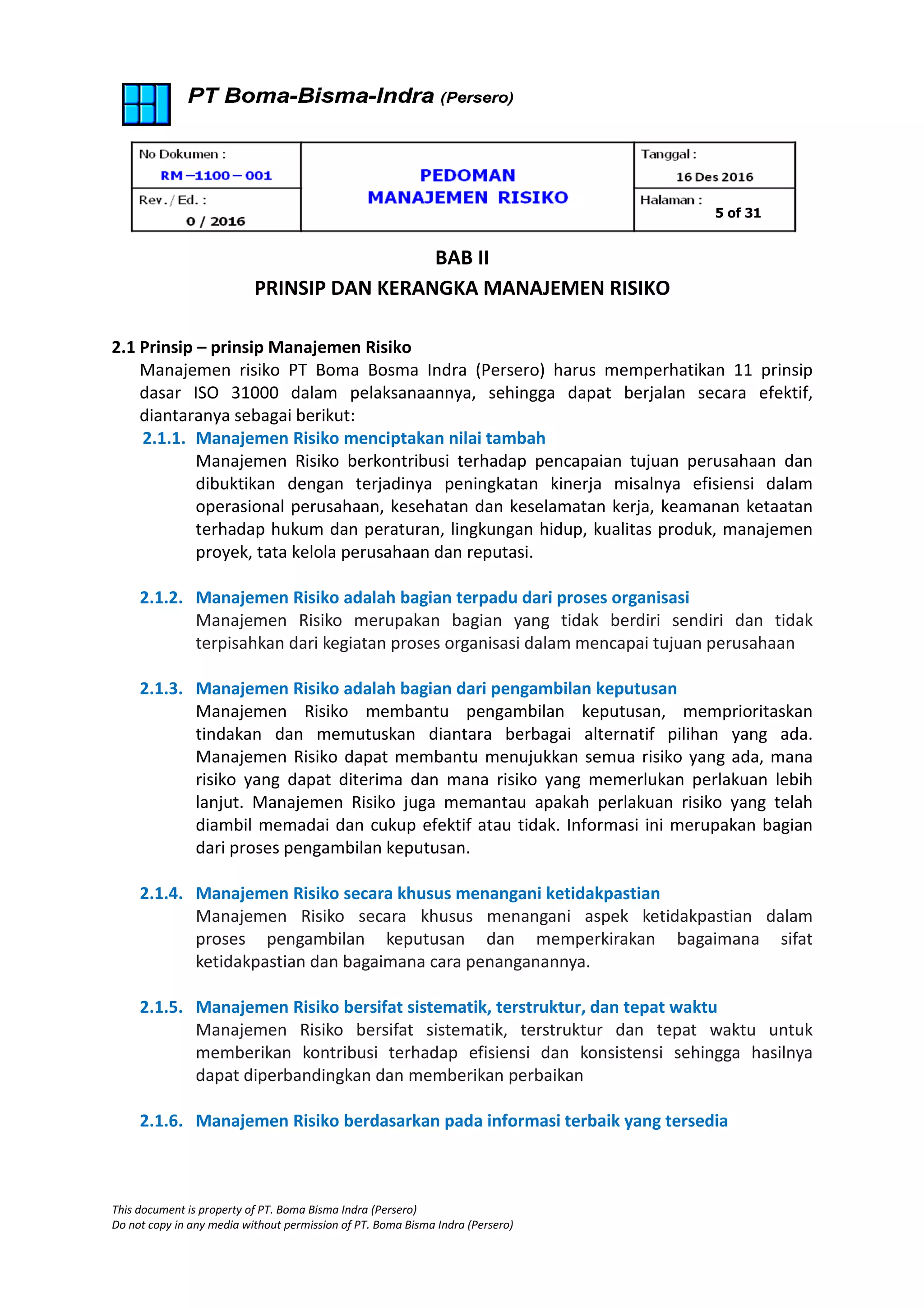 Pedoman manajemen risiko | PDF