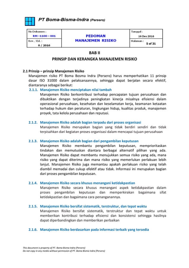 Pedoman manajemen risiko | PDF