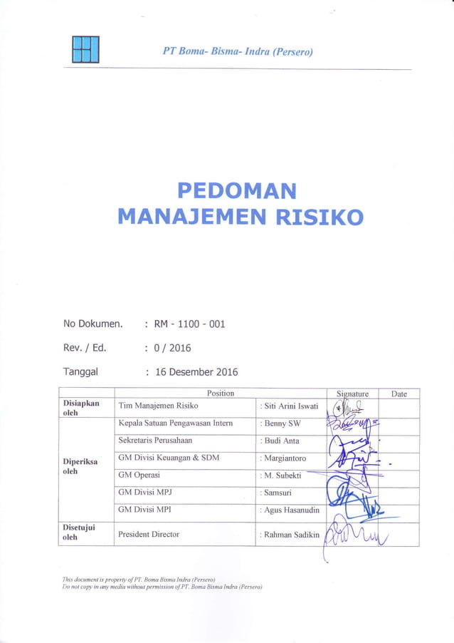 Pedoman manajemen risiko | PDF